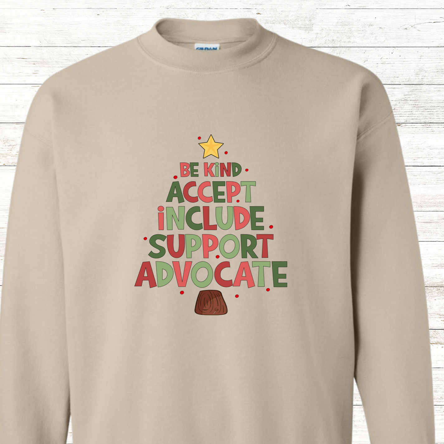 Be Kind Accept Include Support Advocate Christmas Tree – Swim Mom Customs