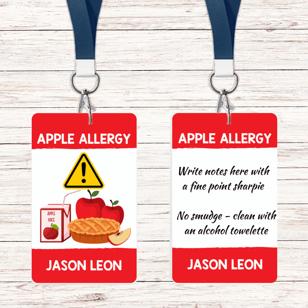 Food Allergy Lunchbox Tag: Apple (Set of 2) – Swim Mom Customs