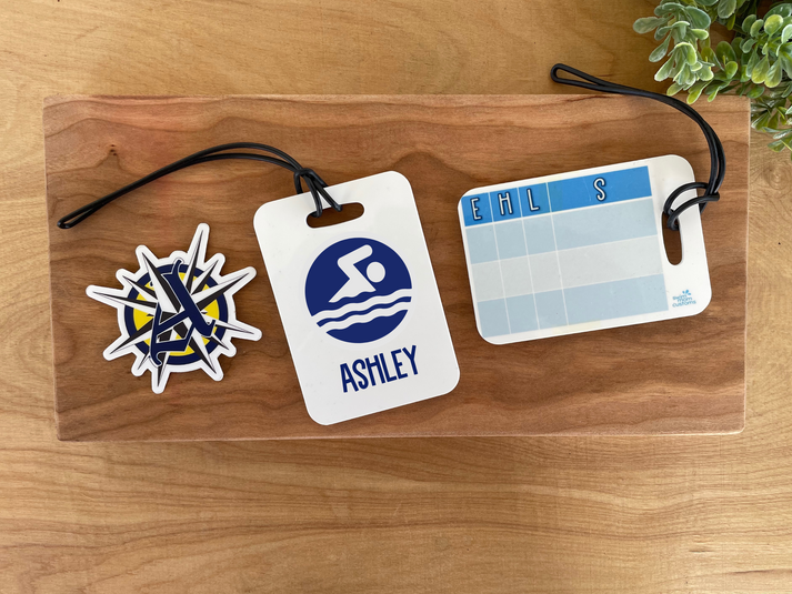 *Personalized* Reusable swim meet heat tag: Swimmer Blue – Swim Mom Customs